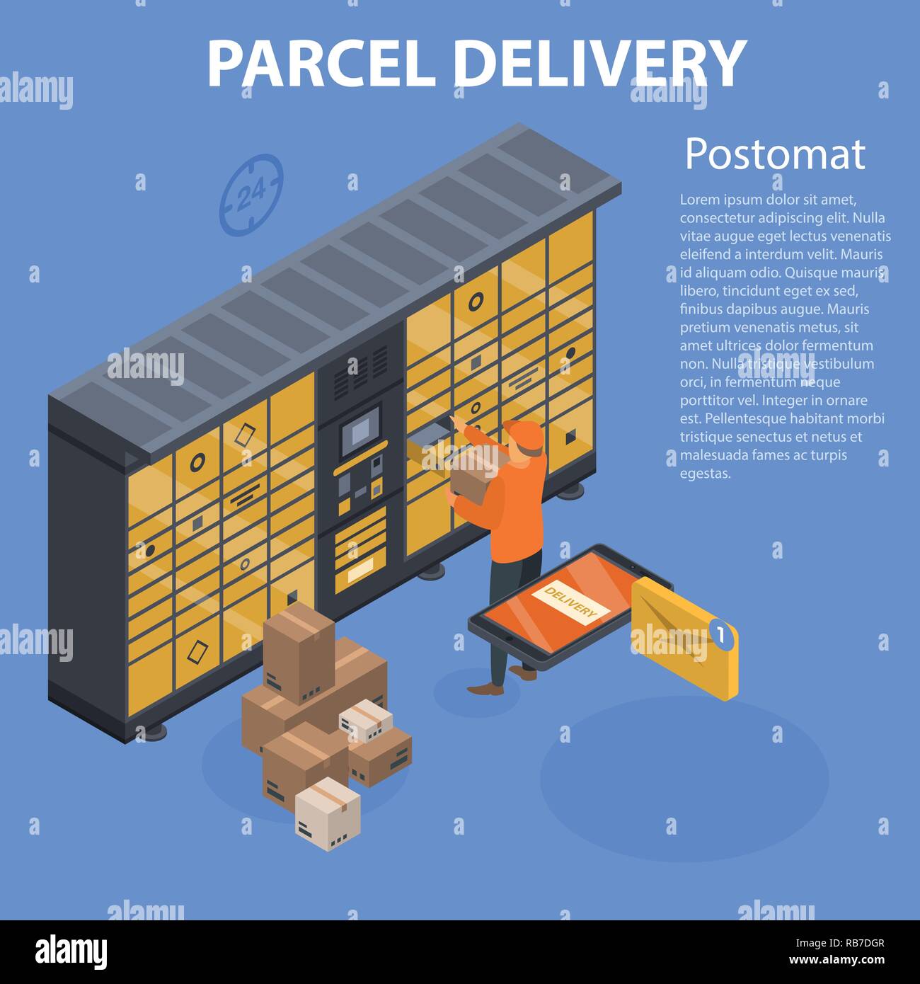 Parcel delivery pastomat concept background, isometric style Stock ...