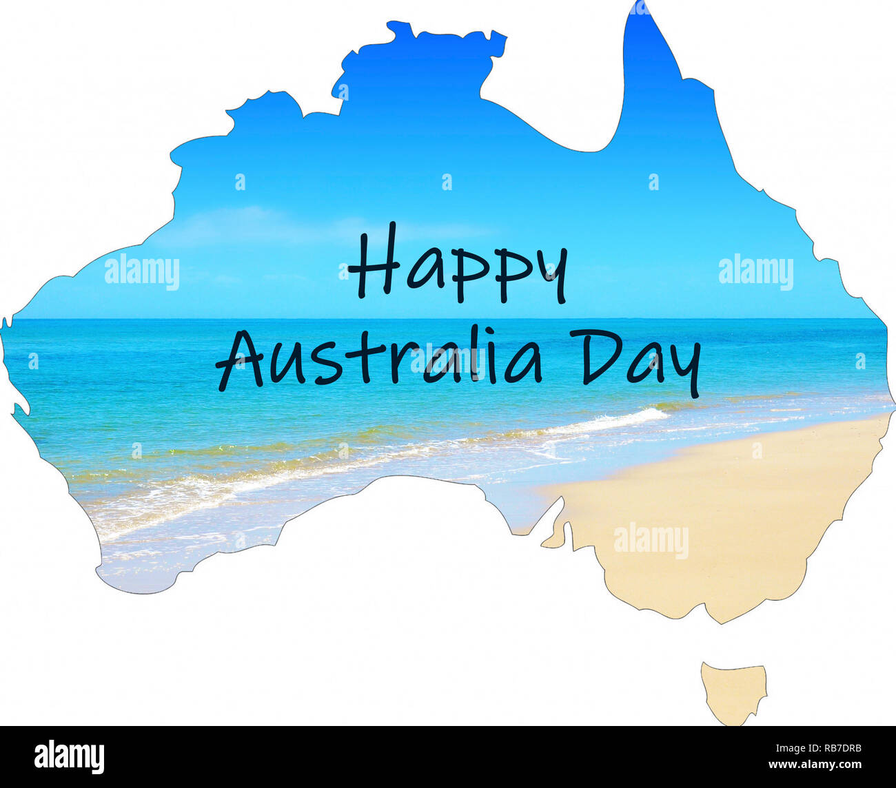 Map of Australia showing vast wide open sandy beach and blue skies with ...