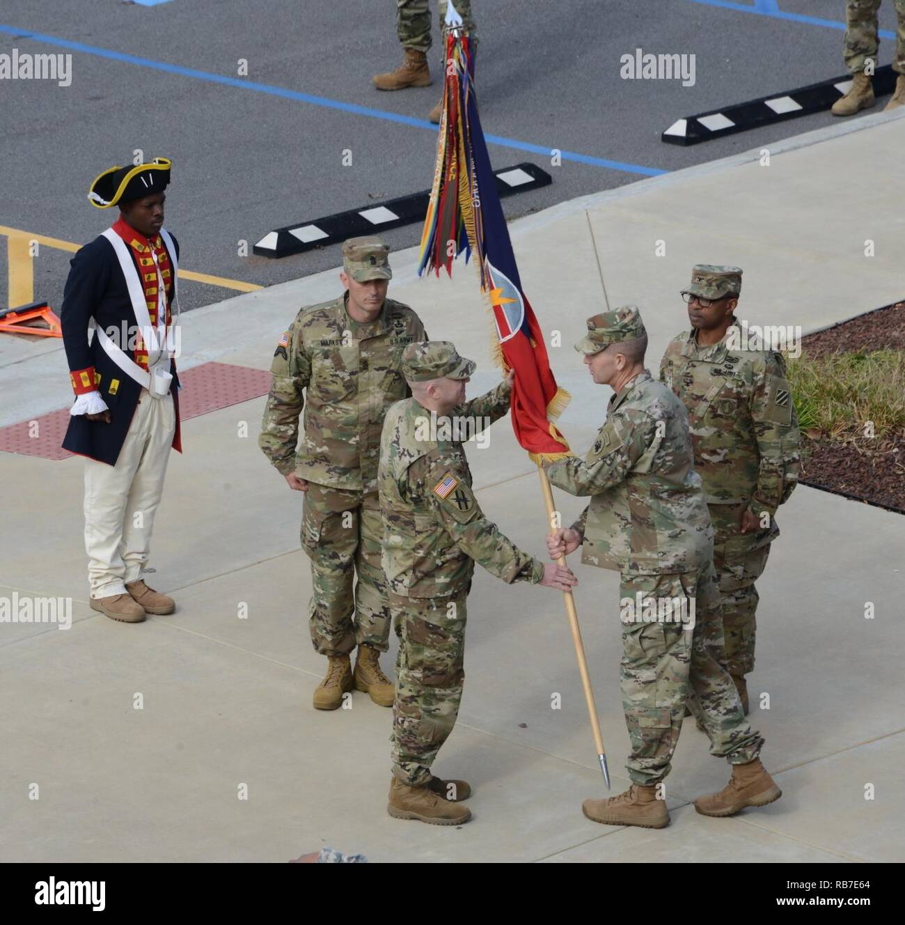 Colonel Matthew Smith accepts the colors of the 48th Infantry Brigade ...