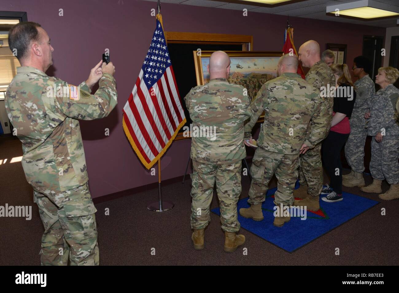 Soldiers with the 38th Infantry Division gather around the “Cyclone ...
