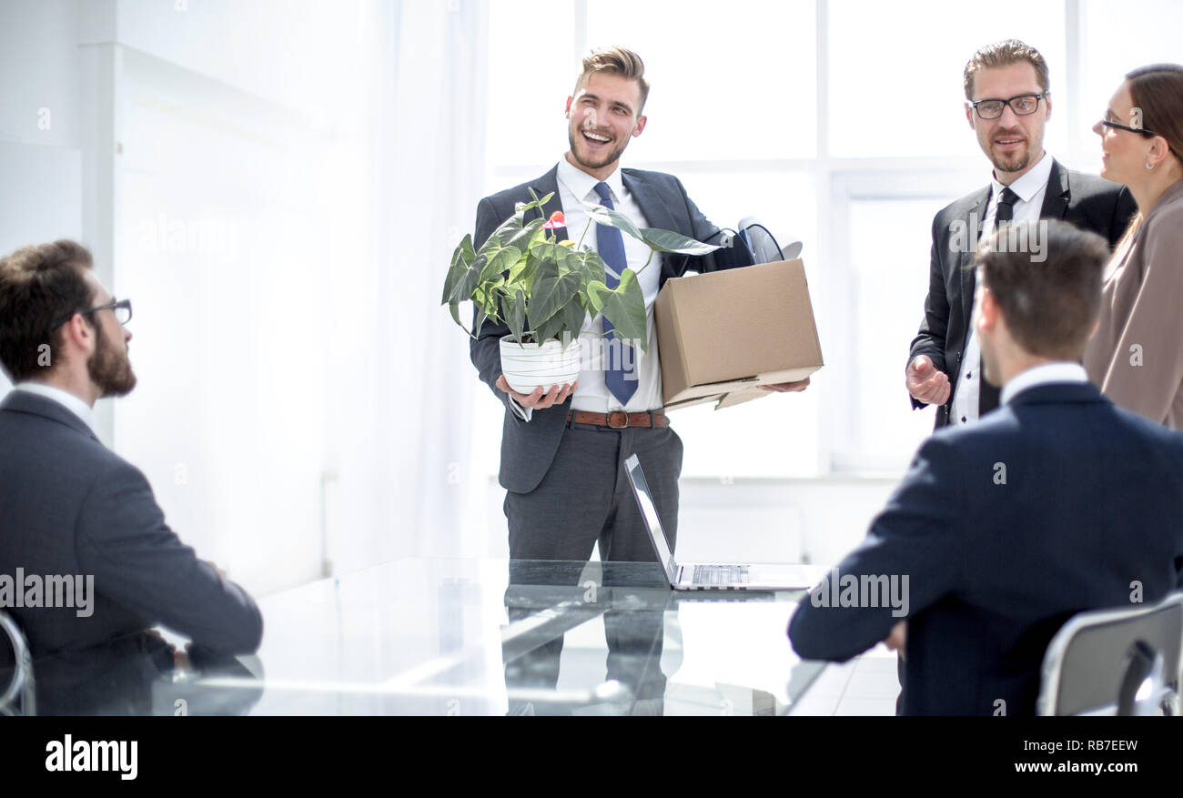 new employee standing in the office on his first day Stock Photo - Alamy