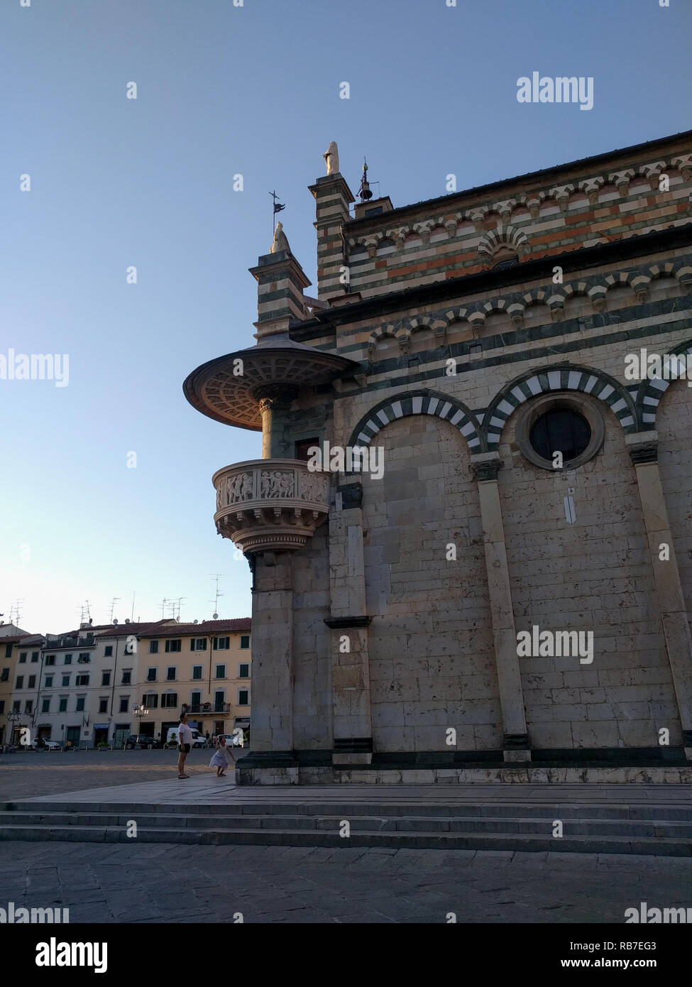Italy, Prato - July 07 2017: the view of the outdoor pulpit of Prato ...