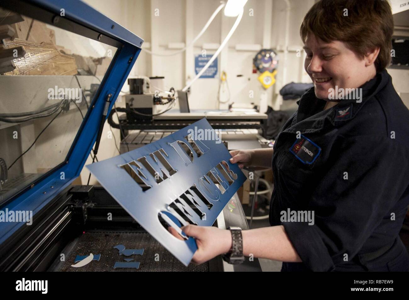(ATLANTIC OCEAN) Petty Officer 3rd Class Christy Stringer inspects a ...