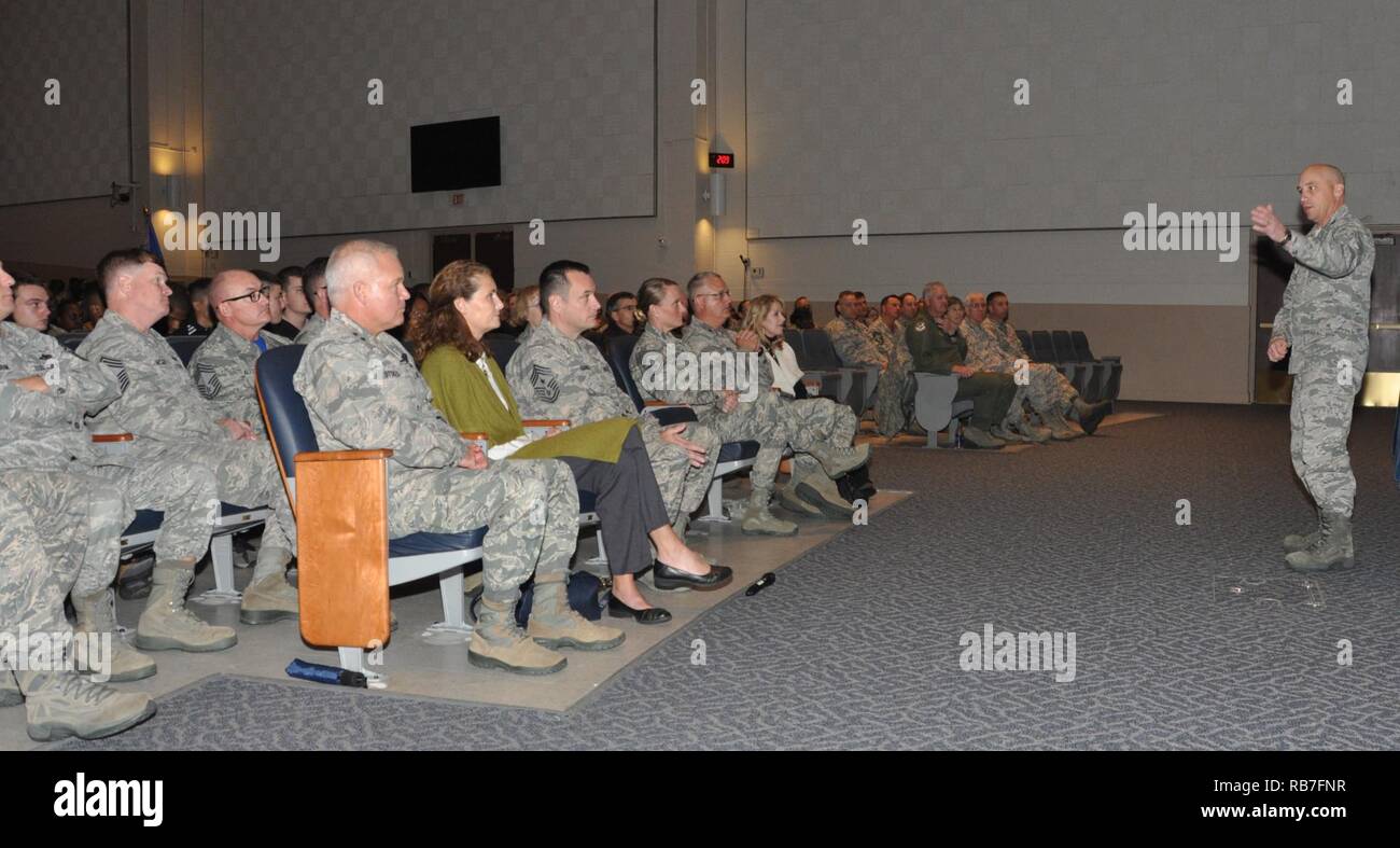 Commanding General of the 22nd Air Force, Maj. Gen. John Stokes listens ...