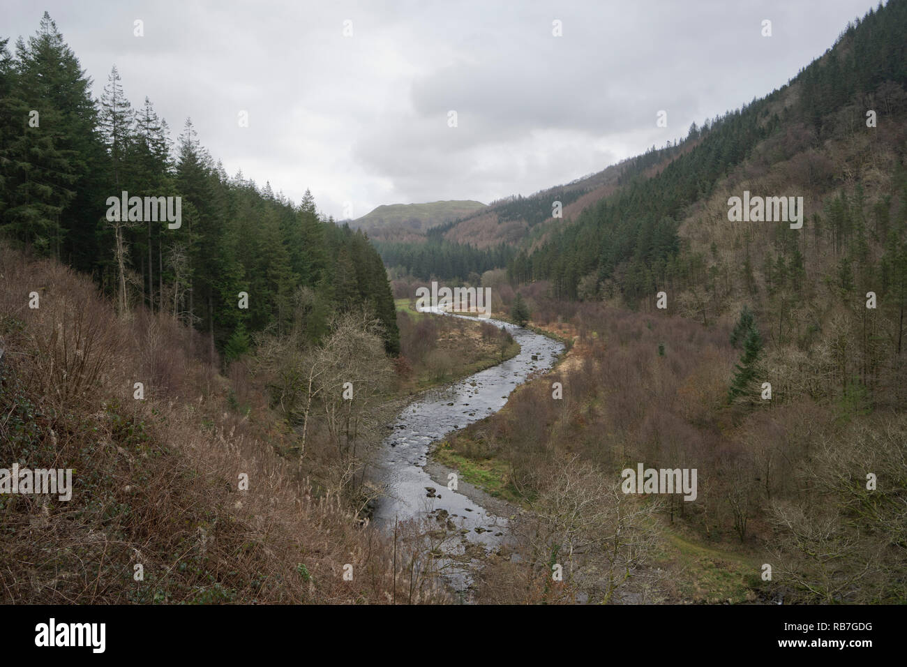 Waterfalls in Hafod Uchtryd wooded and landscaped estate, in the ...