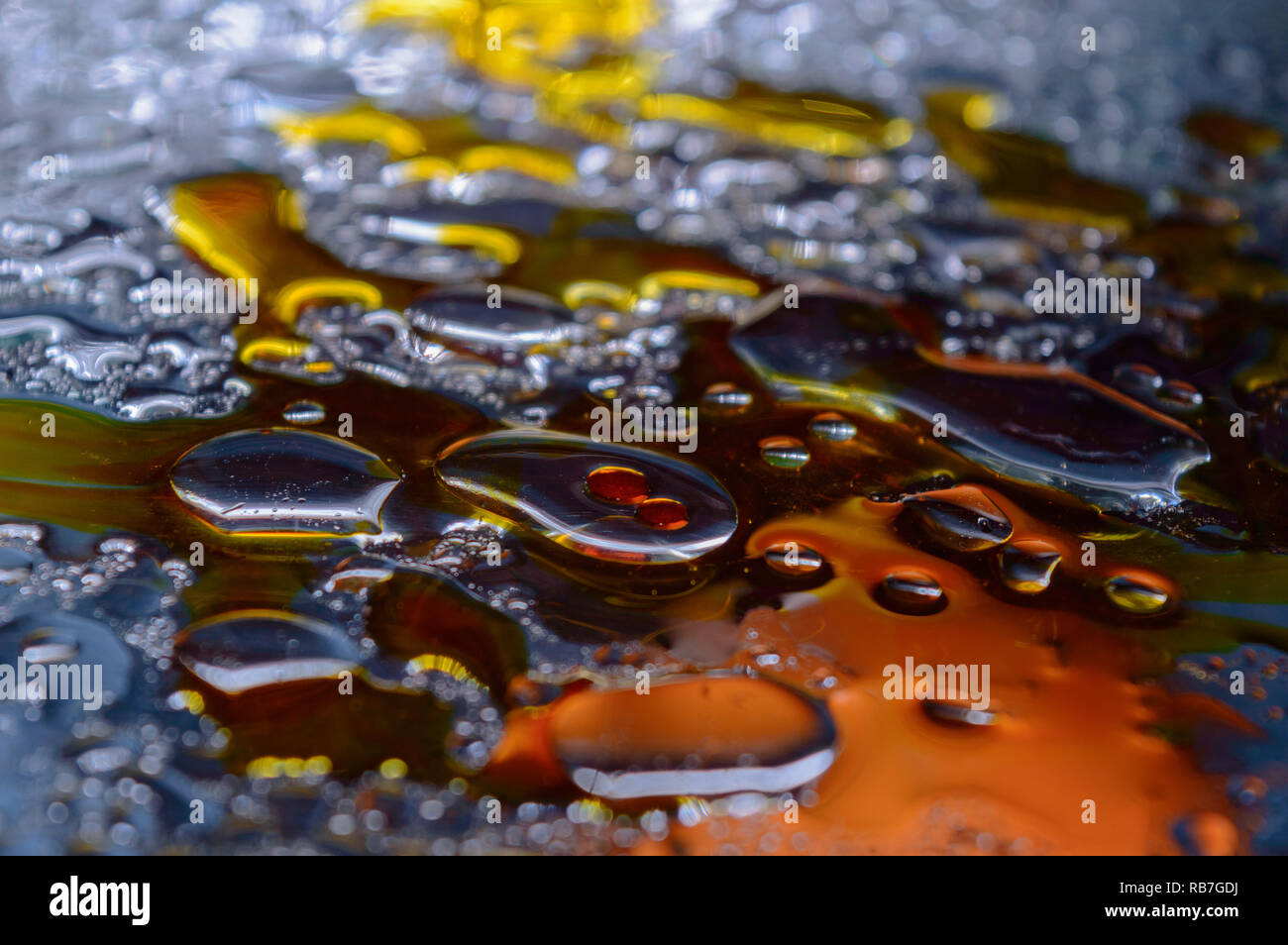 water drops and oil drops Stock Photo - Alamy