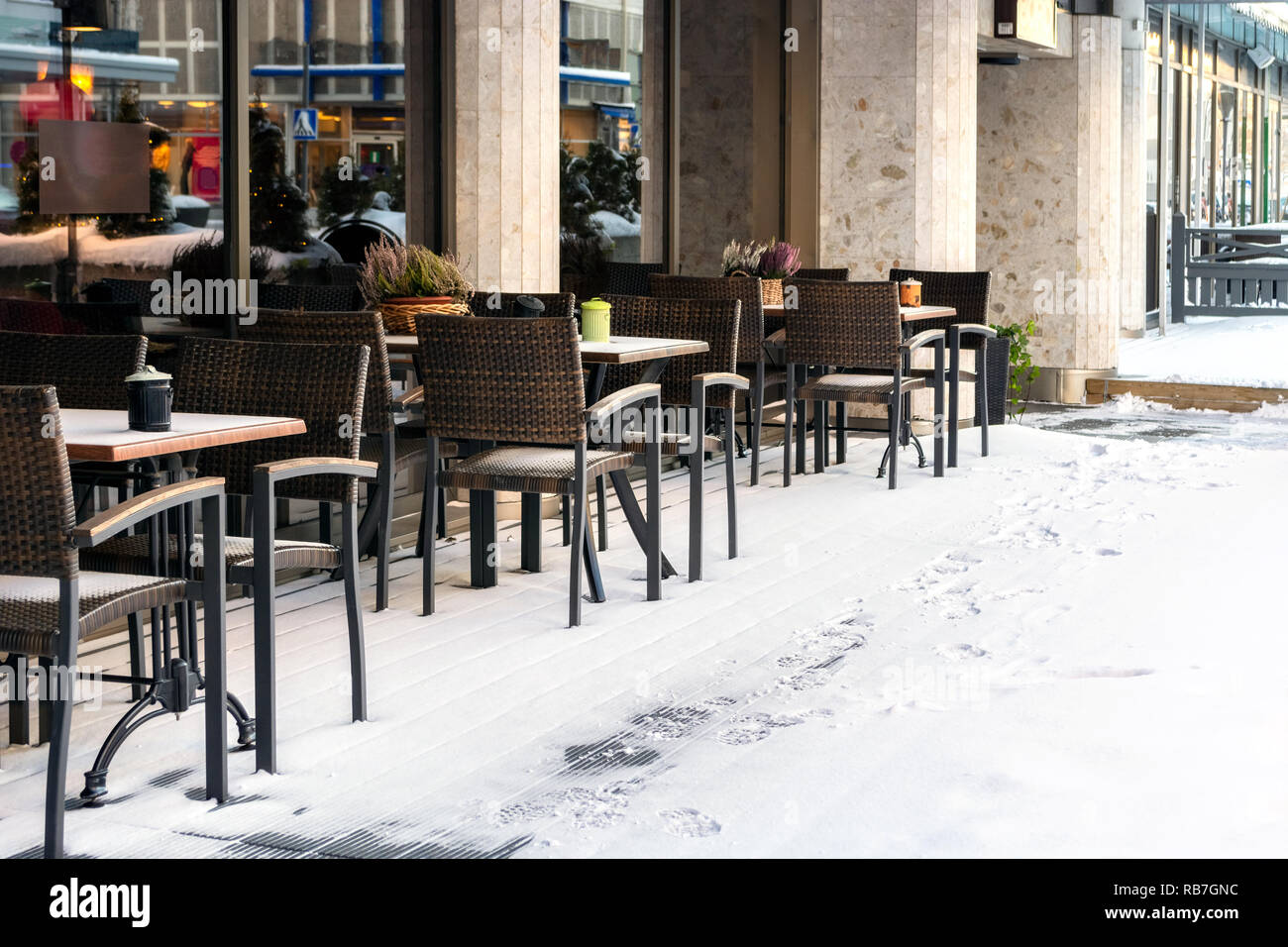 Snow covered terrace restaurant in hi-res stock photography and images ...