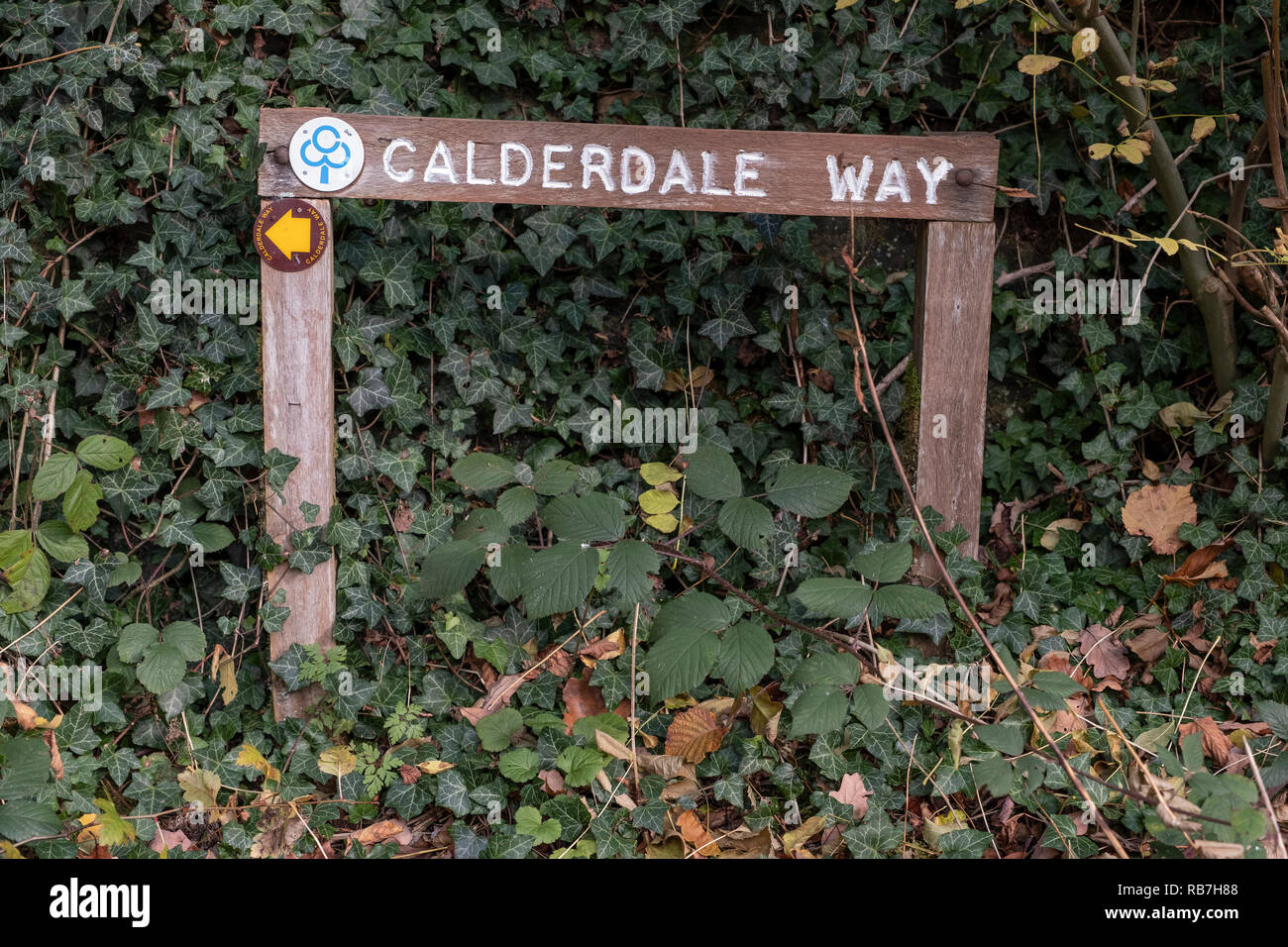 Calderdale Way Sign at Hardcastle Crags, near, Hebden Bridge Calderdale ...