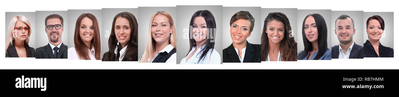 panoramic collage of portraits of successful business people Stock ...