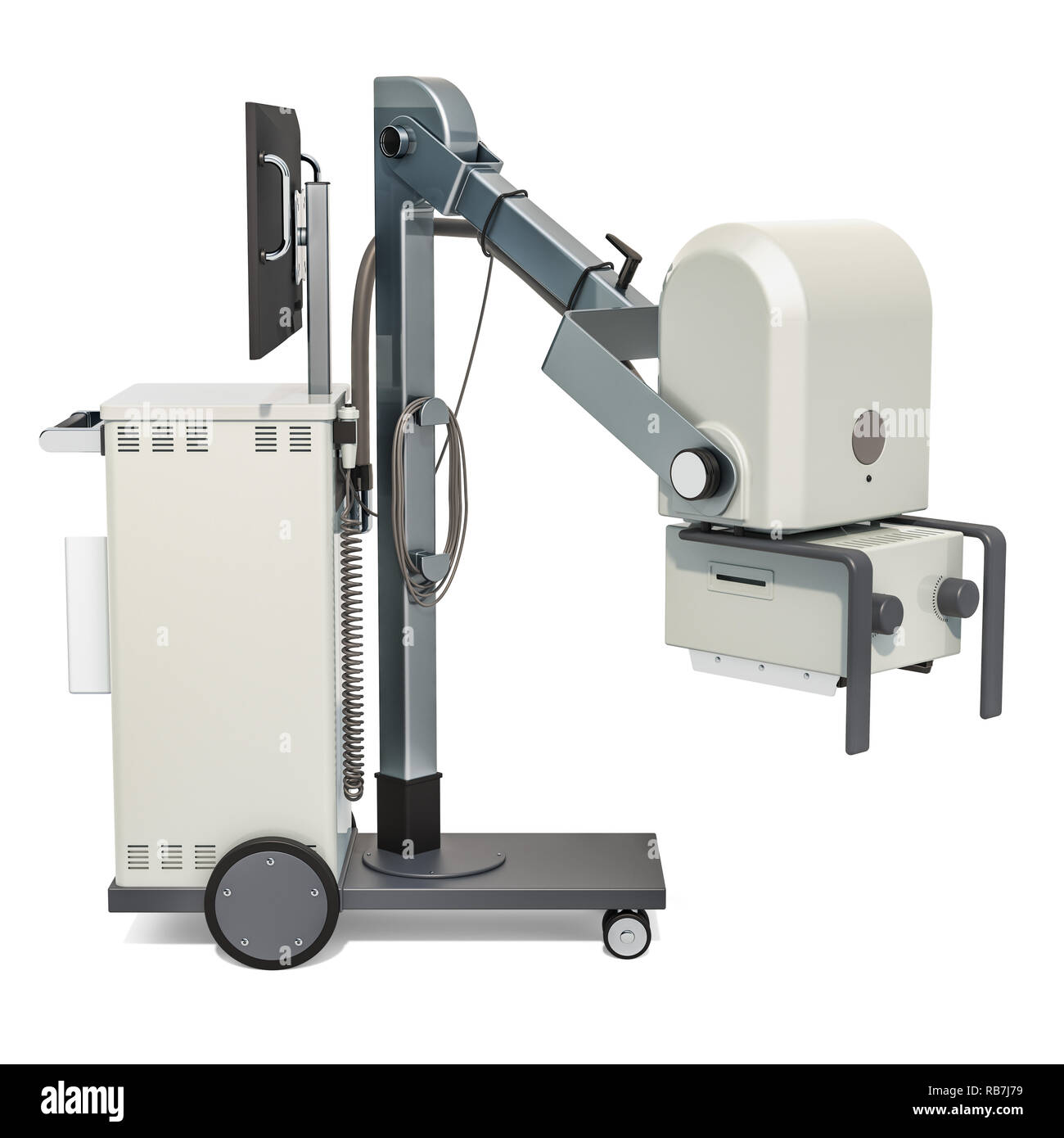 Mobile x-ray machine, 3D rendering isolated on white background Stock ...