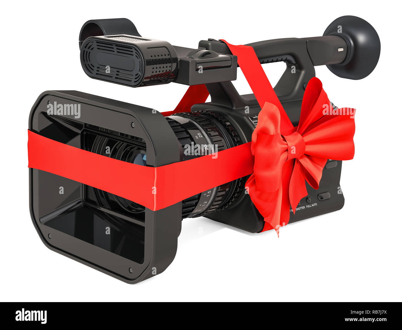 Television camera, professional video camera with bow and ribbon, gift ...