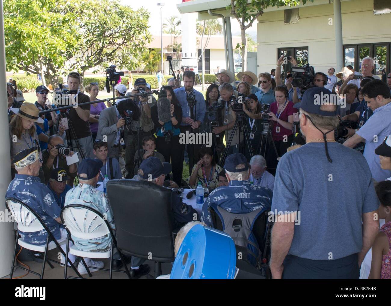 PEARL HARBOR (Dec. 6, 2016) USS Arizona survivors Louis Conter, Ken ...