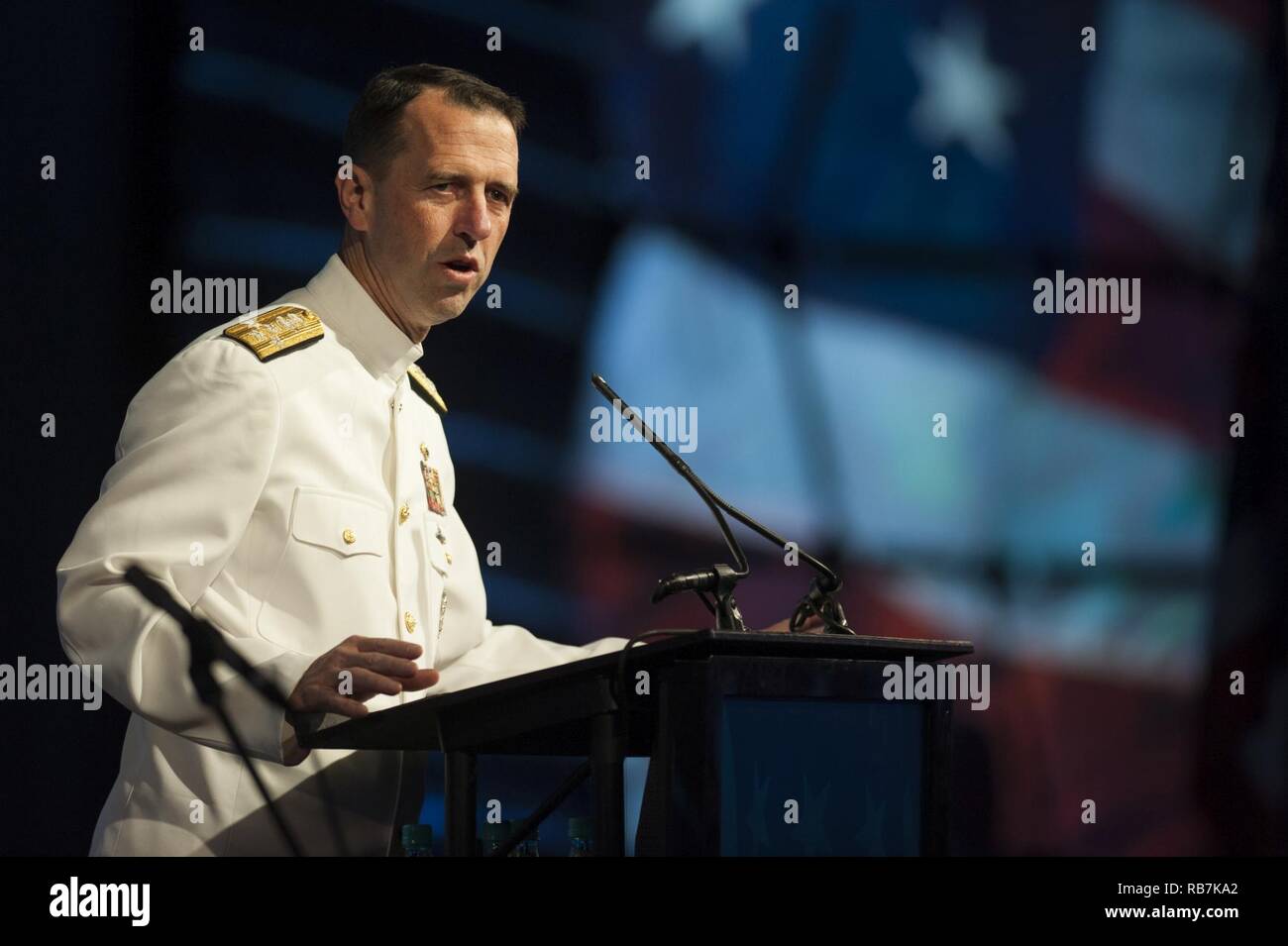 U.S. Navy Adm. John Richardson, Chief of Naval Operations, speaks at ...