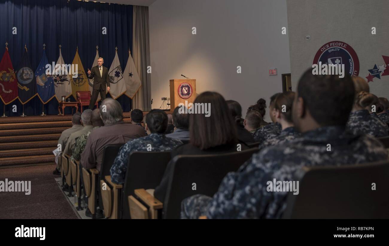 Secretary of the Navy Ray Mabus speaks Dec. 6 at an all-hands call at ...