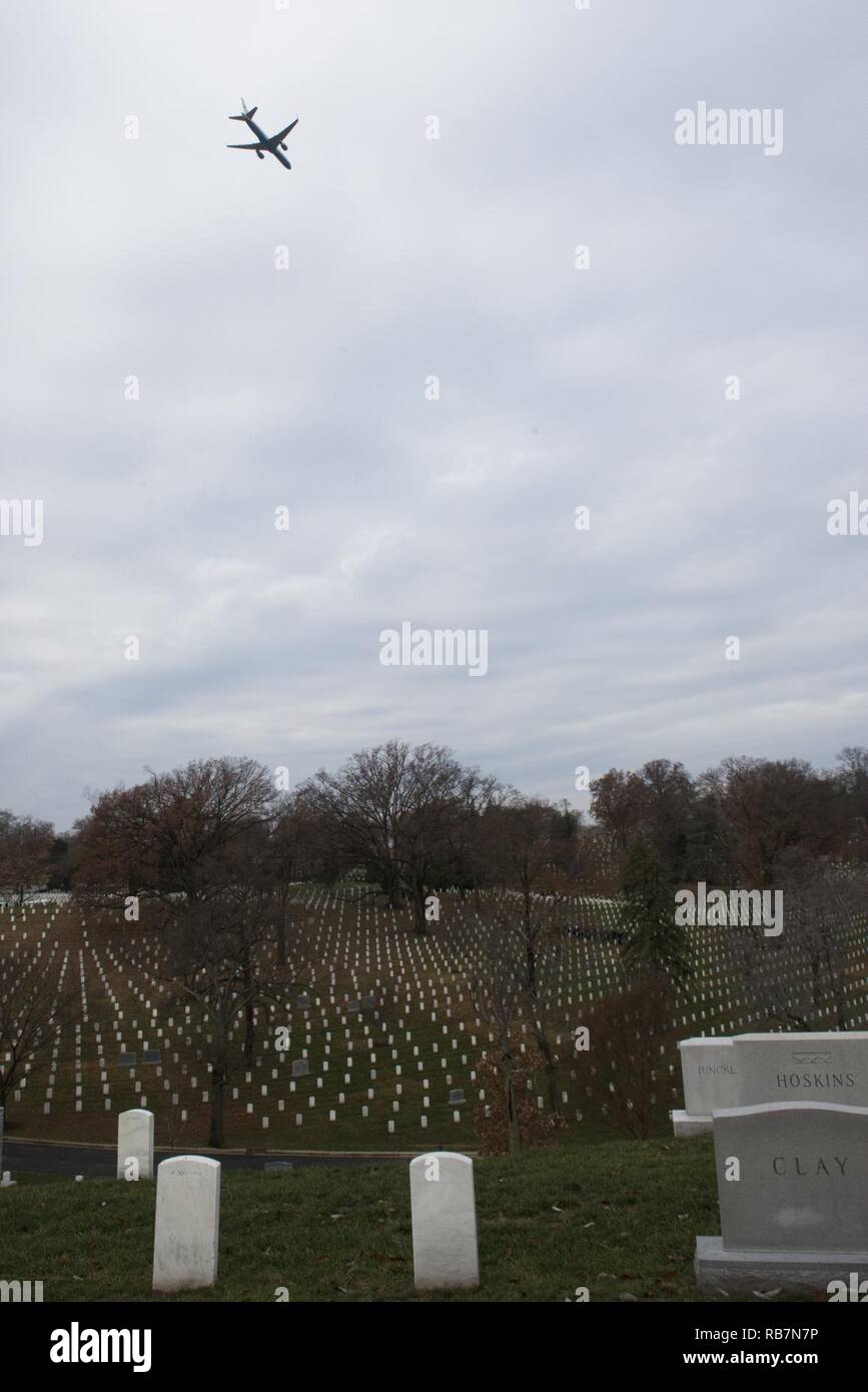 Air Force Two conducts a fly-over above Arlington National Cemetery ...
