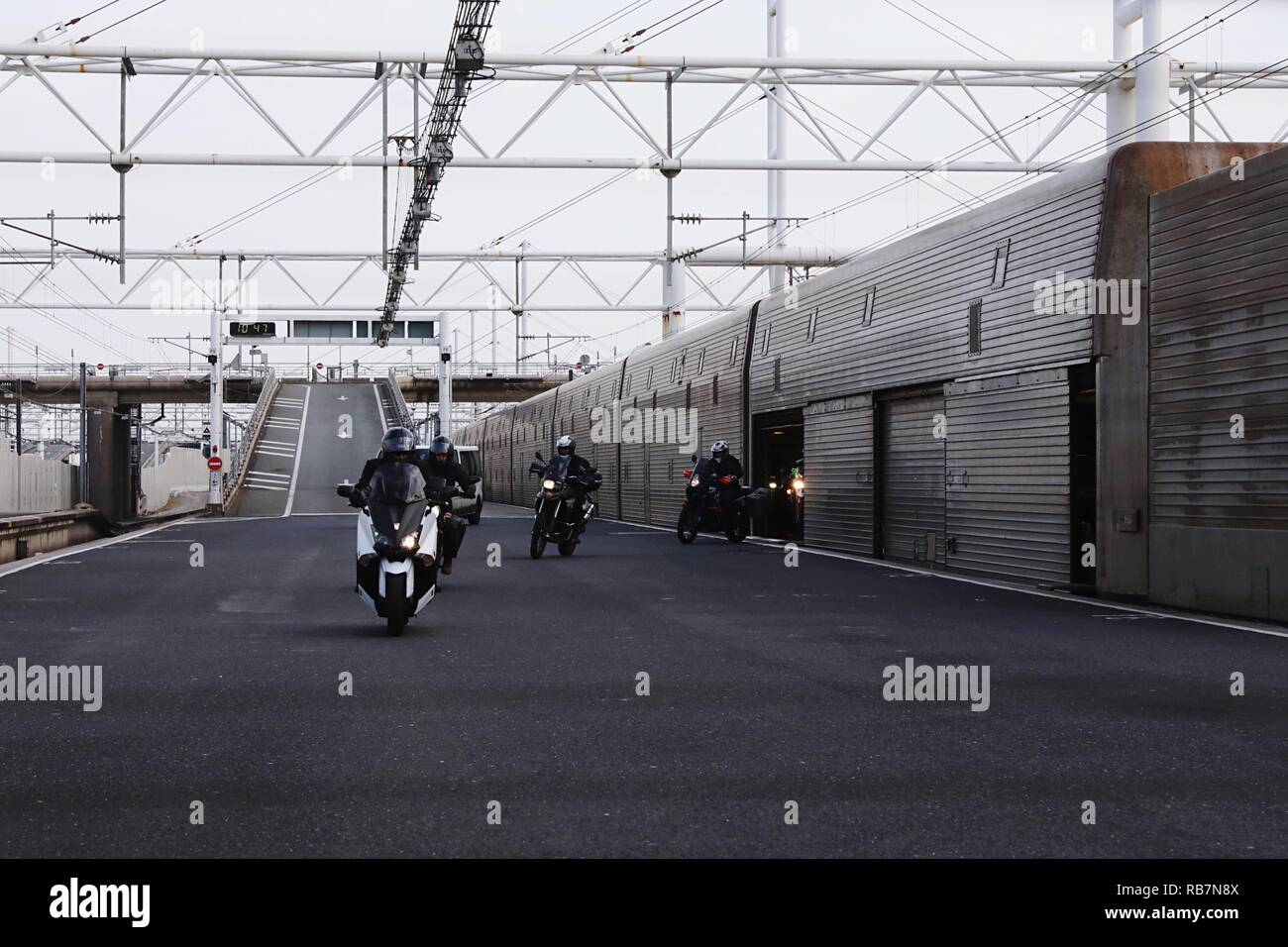 Driving on to the Eurotunnel Train, Folkestone, Kent, England, UK Stock ...