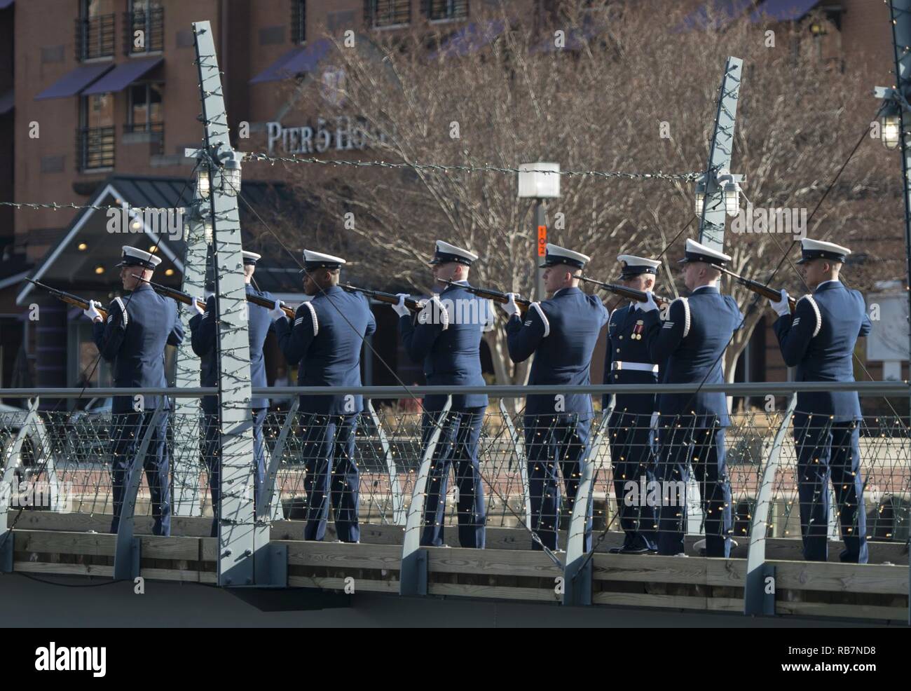 Members of the Coast Guard Ceremonial Honor Guard perform a 21-gun ...