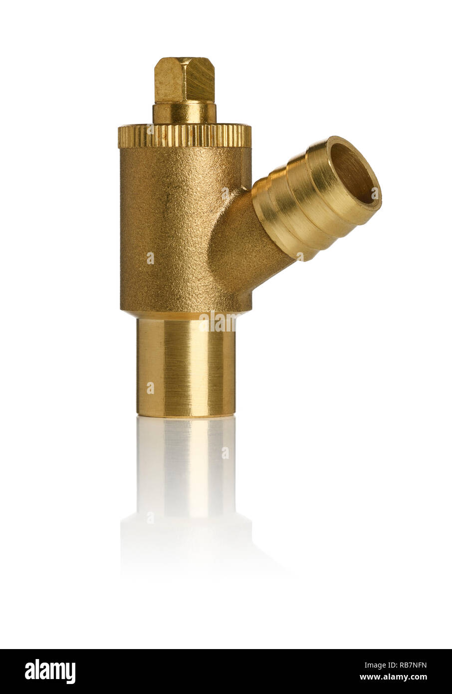 A brass plumbing drain valve Stock Photo - Alamy