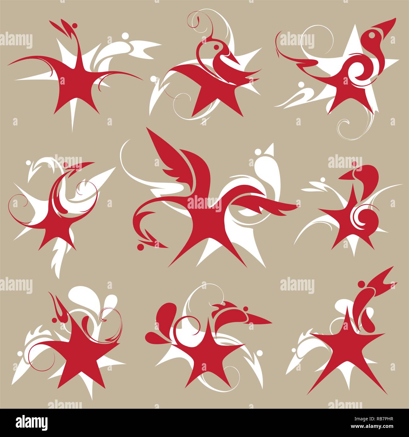 stylized birds, star-bird, set of emblem Stock Vector Image & Art - Alamy