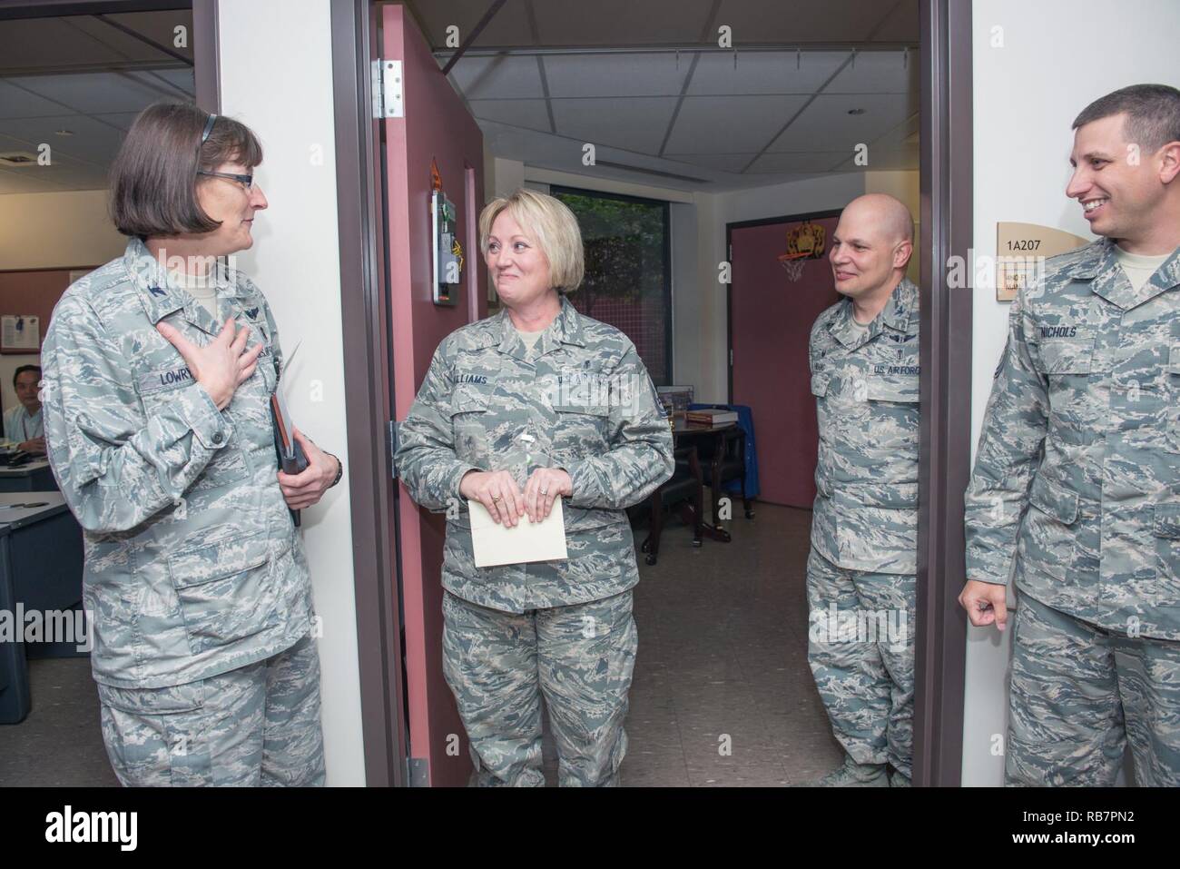 U.S. Air Force Col. Katherine Lowry, left, 60th Medical Group provides ...