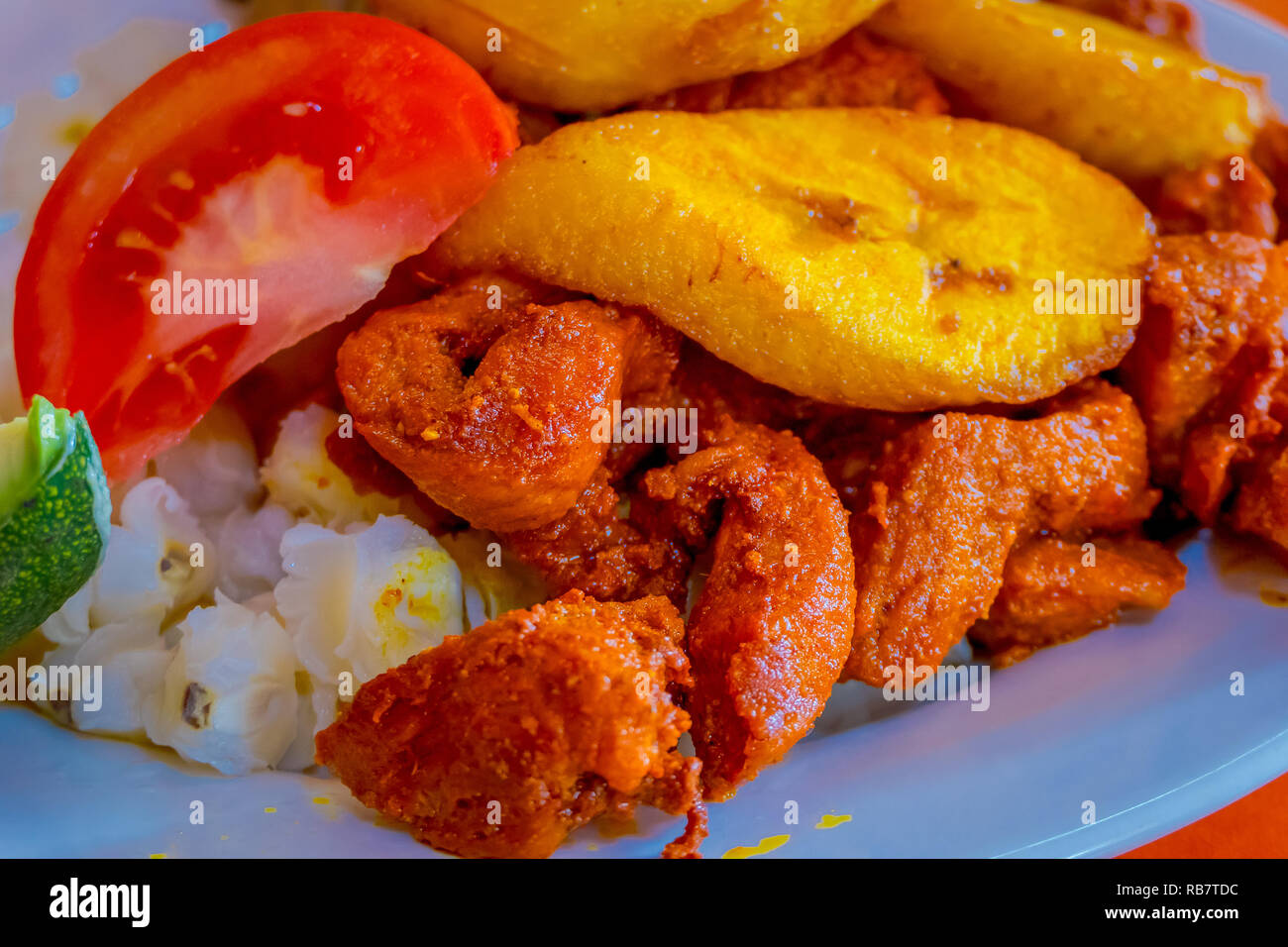 Close up of delicious hornado, ecuadorian traditional typical andean ...