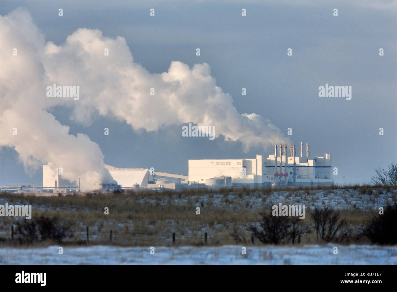 Potash Mine Saskatchewan pollution billowing Prairie Scene Canada Stock ...