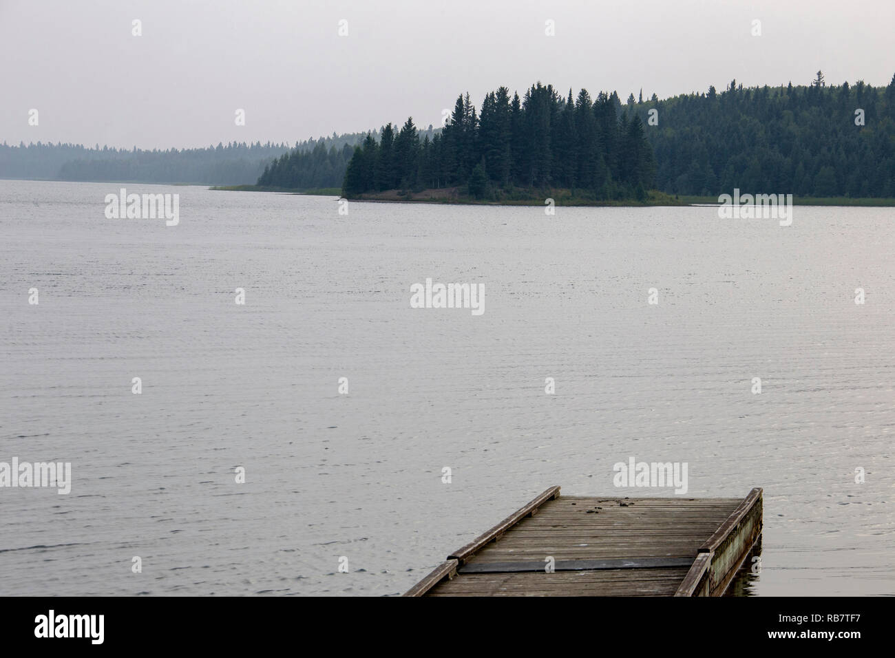 Northern Lake Canada Dock in wilderness Manitoba Duck Mountain Stock ...