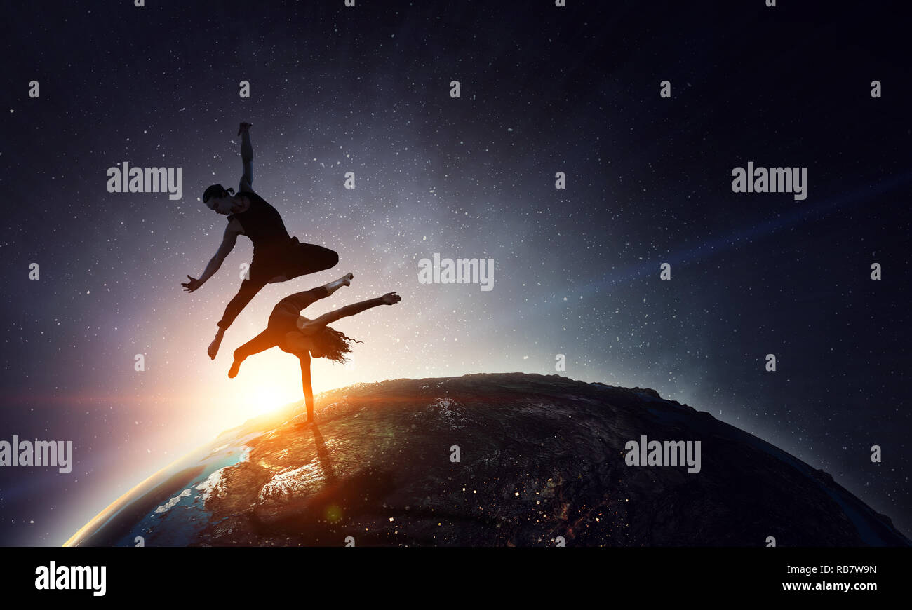 Moving to the beat. Mixed media Stock Photo - Alamy