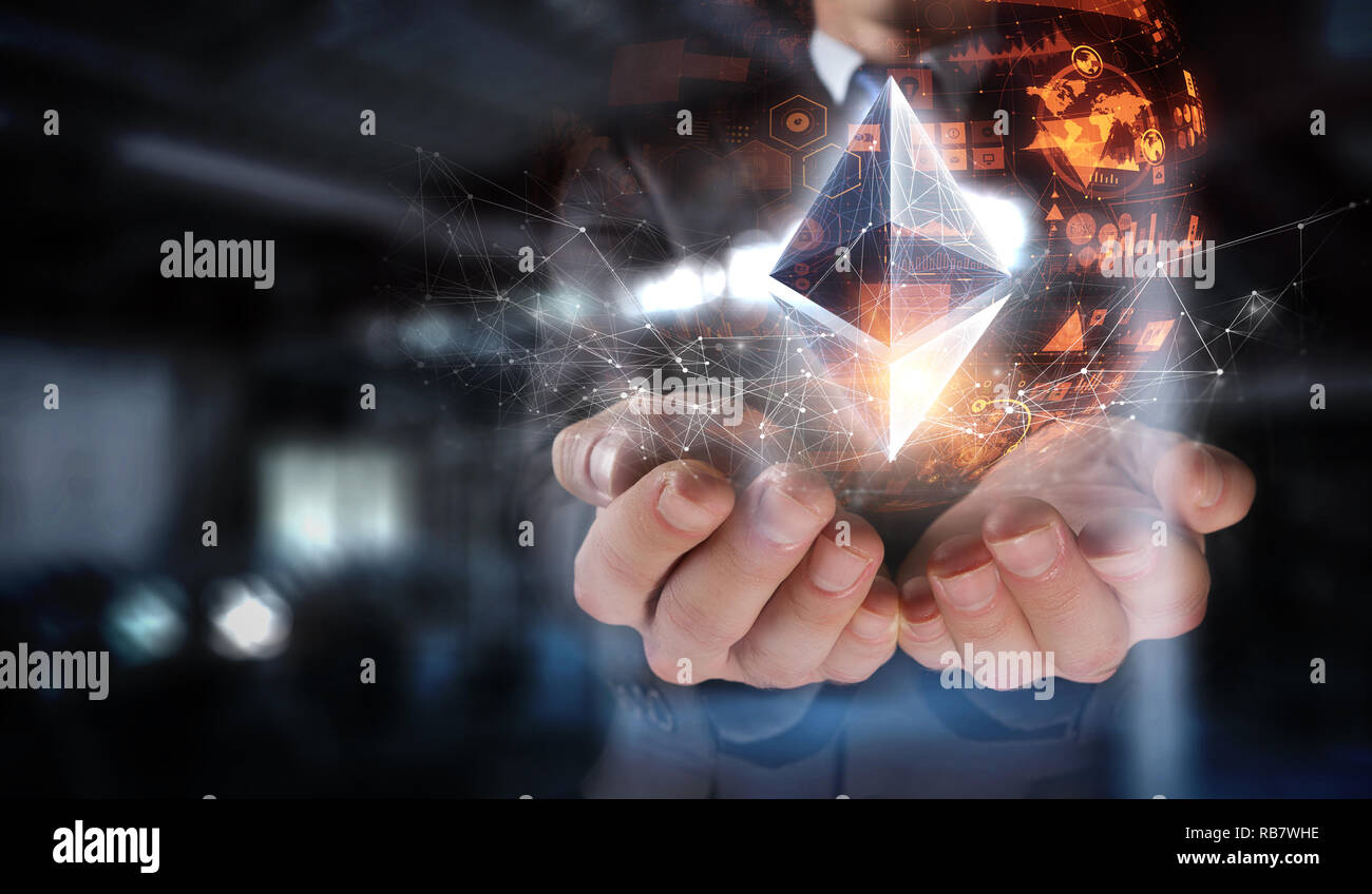 Ethereum symbol and connection lines Stock Photo - Alamy