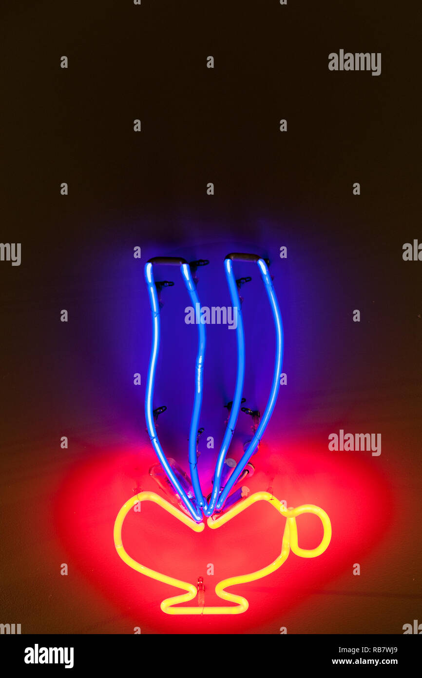 Red neon cafe bar sign hi-res stock photography and images - Alamy