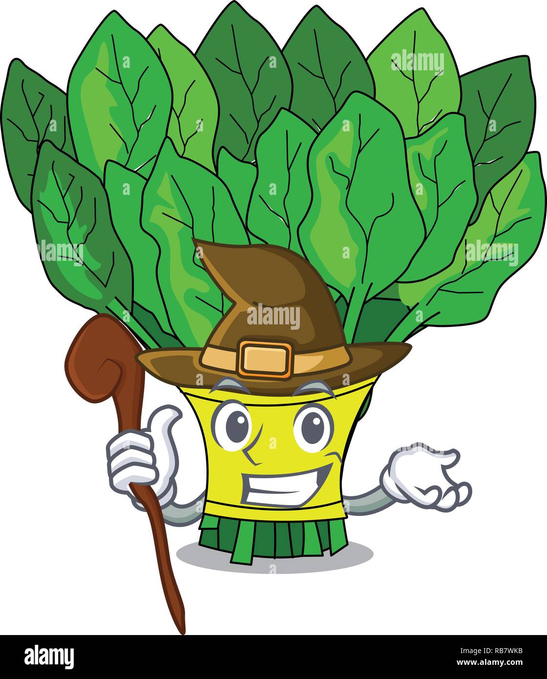 Witch fresh spinach vegetables in character fridge Stock Vector Image ...