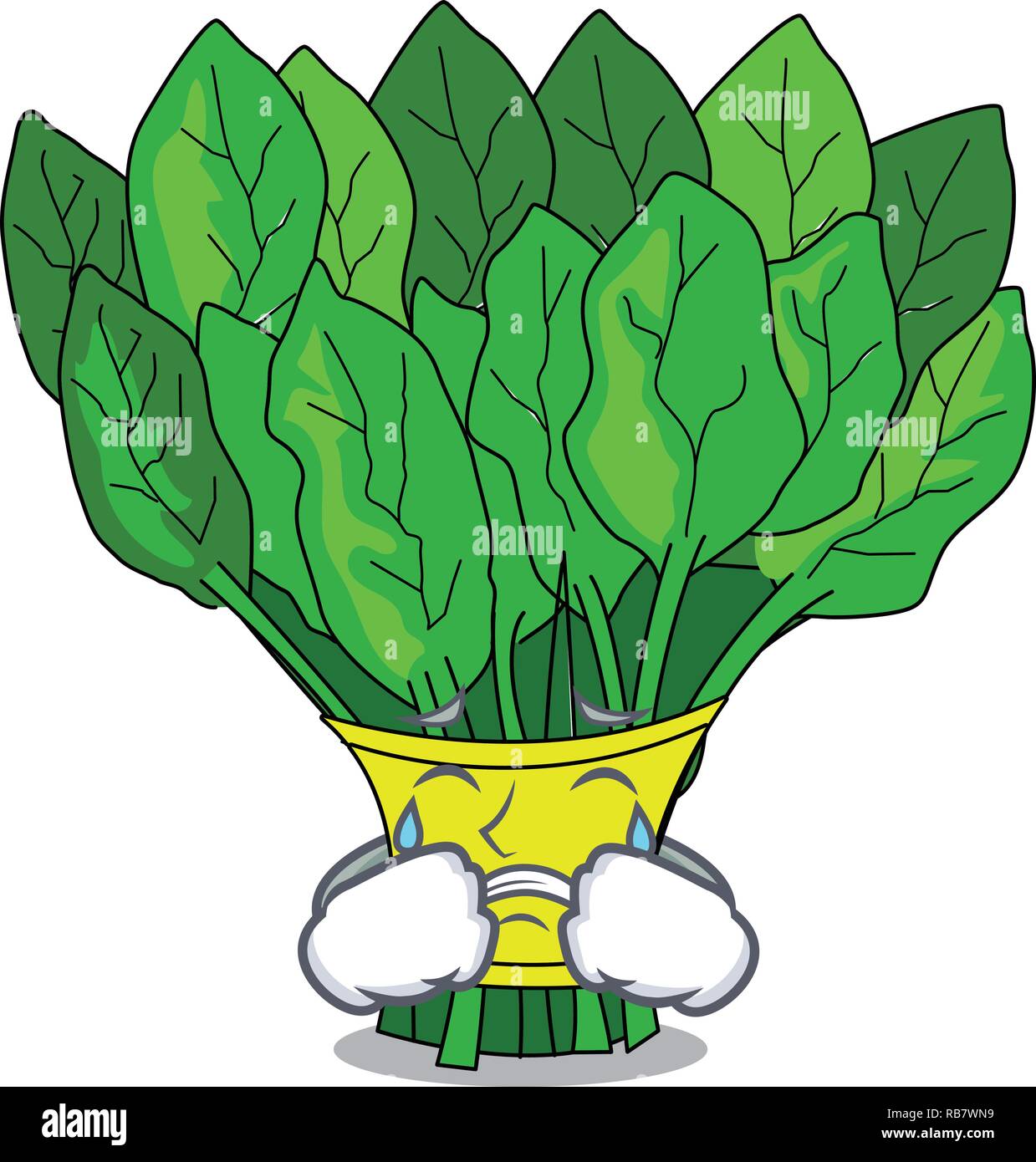 Crying fresh spinach vegetables in character fridge Stock Vector Image ...