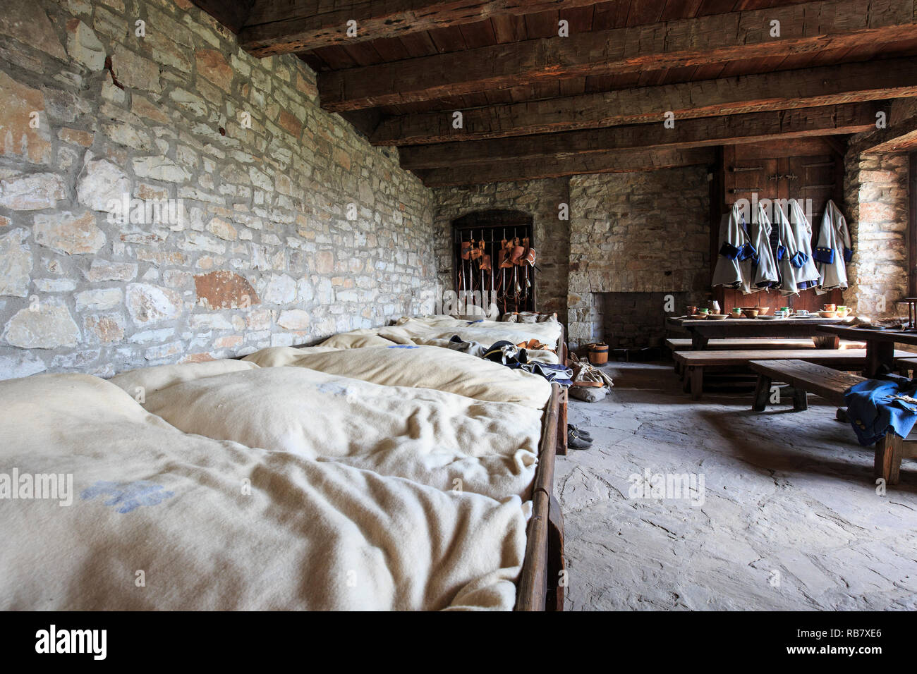 Restored barracks at Old Fort Niagara State Park Stock Photo - Alamy