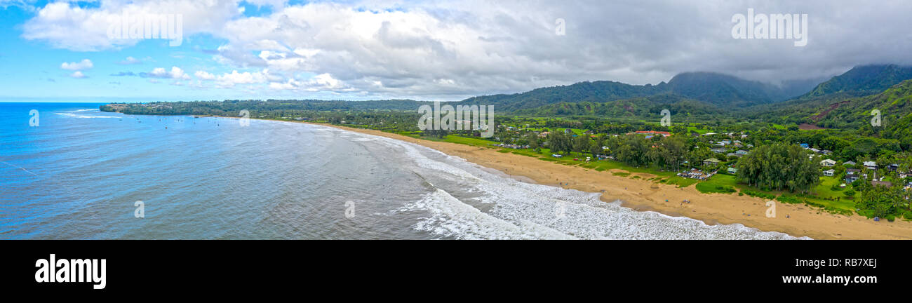 Kauai North Shore Hanalei Bay Beach Panoramic View Stock Photo - Alamy