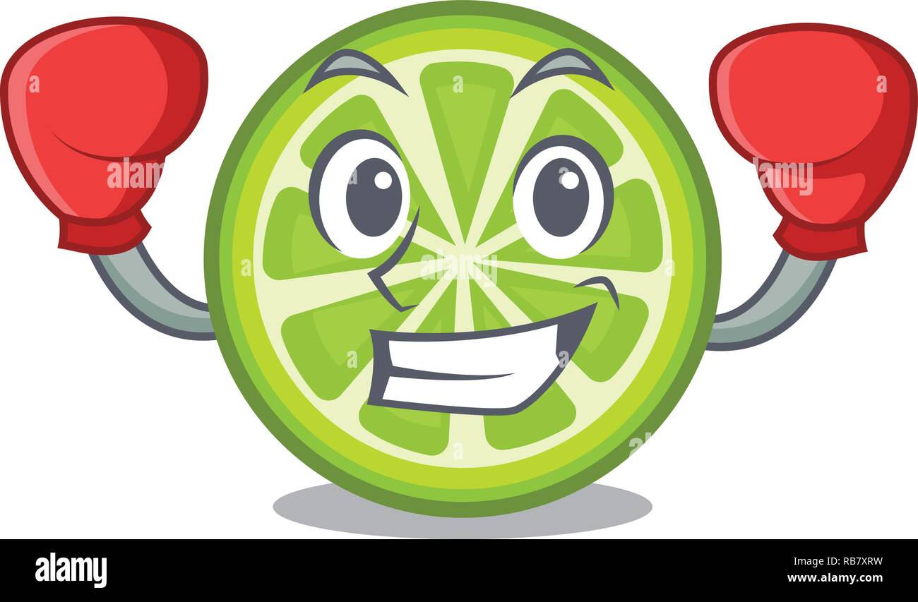 Boxing green lemon slices in cartoon glass Stock Vector Image & Art - Alamy