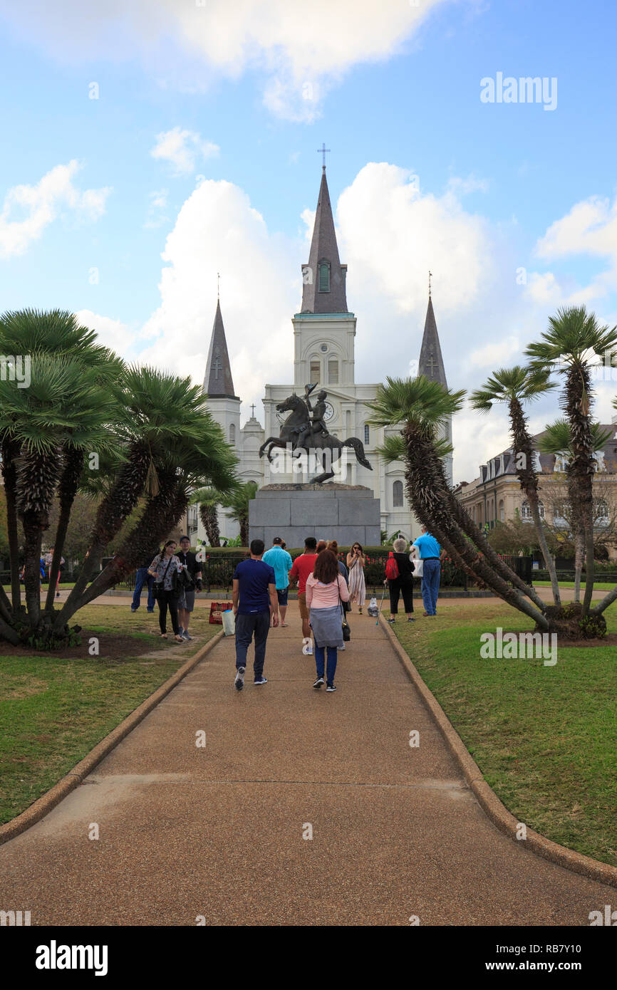 Jackson Square with Statue of Andrew Jackson, French Quarter of New ...