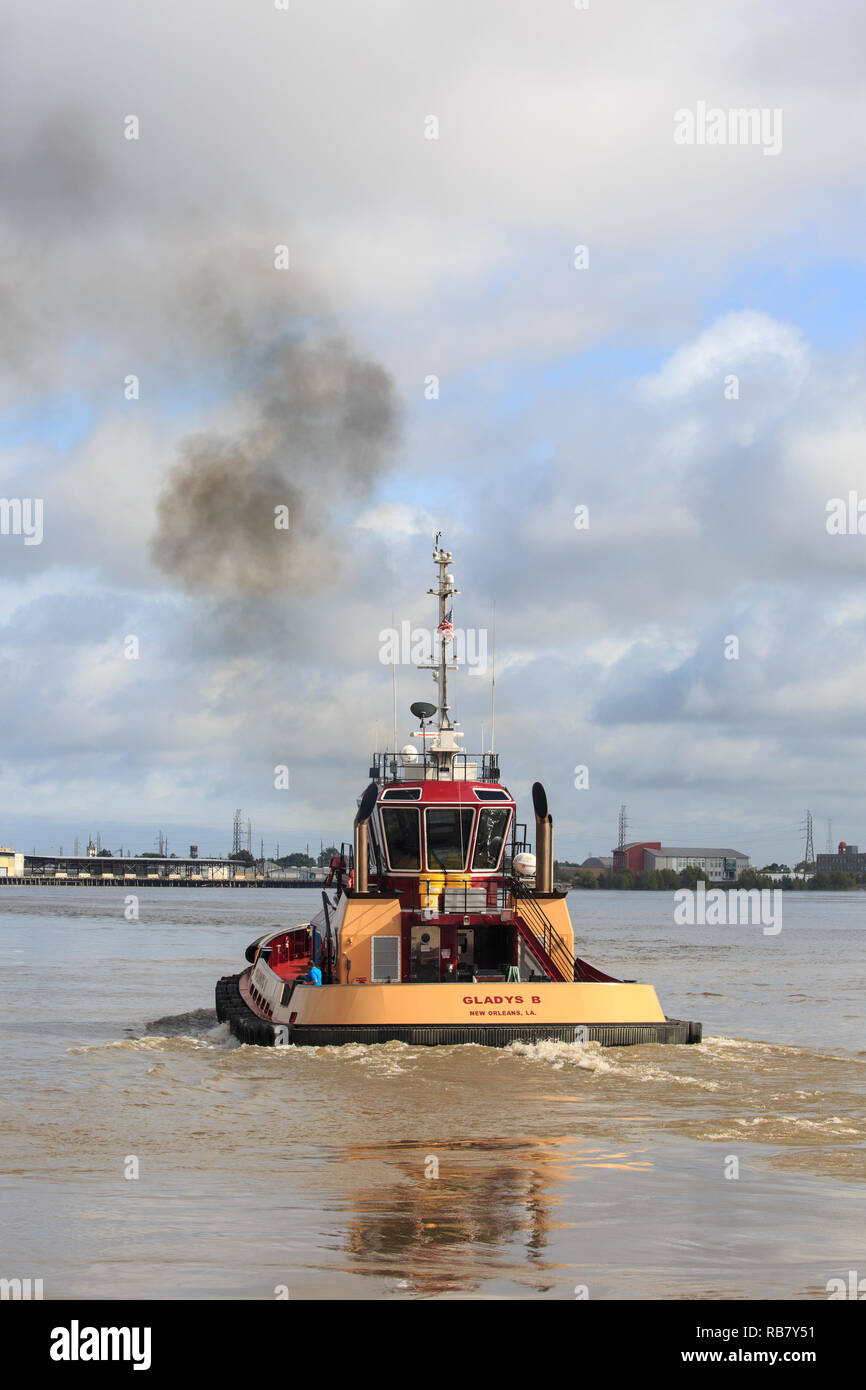 Tugboat Gladys B on the Mississippi River in New Orleans, Louisiana ...