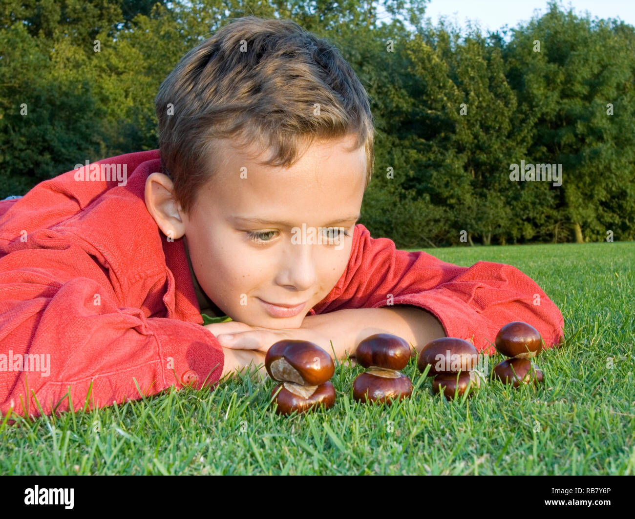 Boy playing conkers hi-res stock photography and images - Alamy