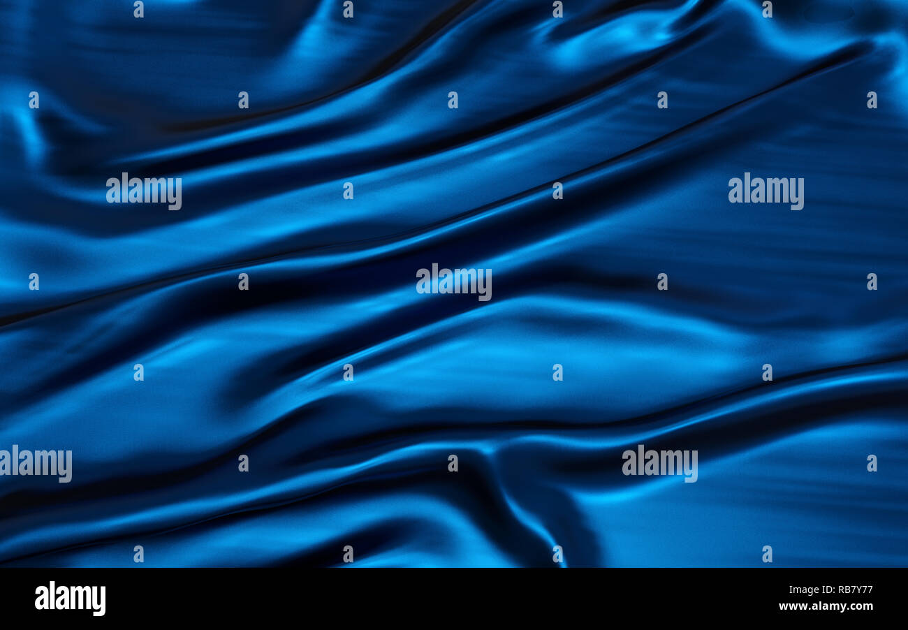 3d Illustration Blue satin cloth background Stock Photo - Alamy
