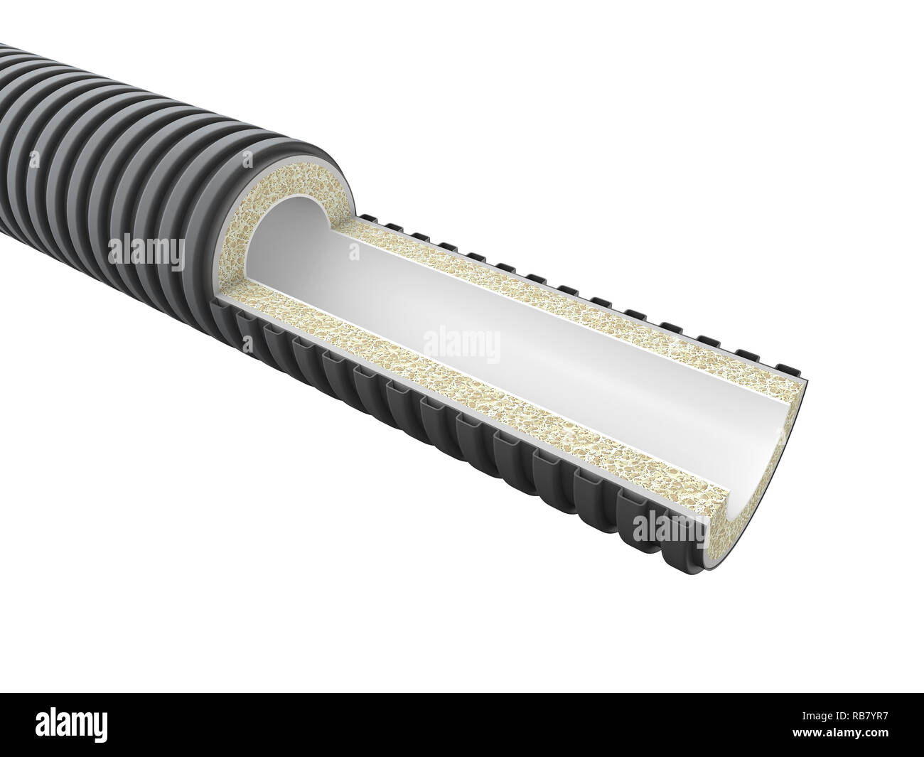 3d Illustration of flexible rubber cable cover with hidro isolation ...