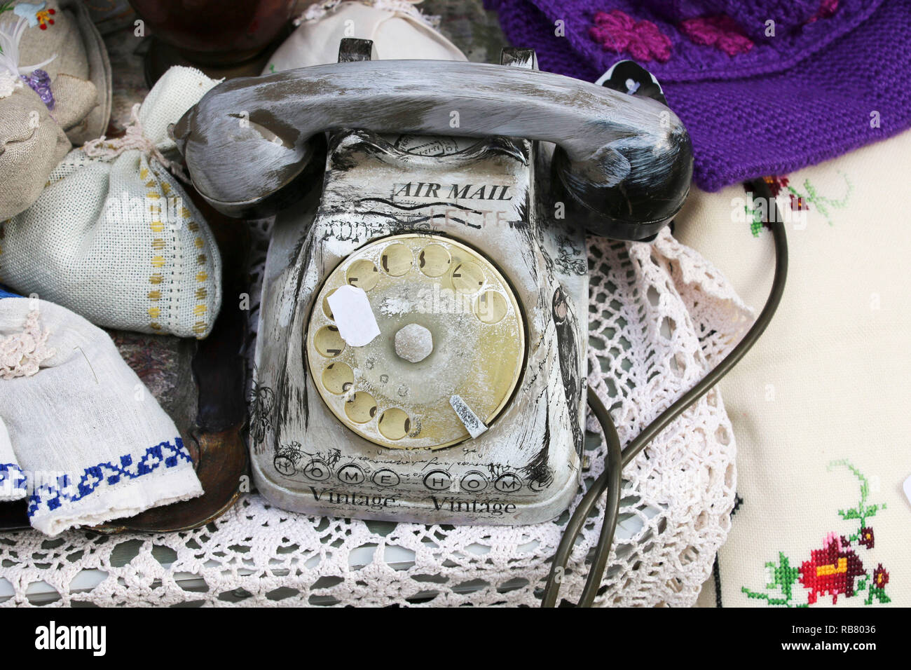Vintage rotary dial telephone on one of the souvenir markets in ...