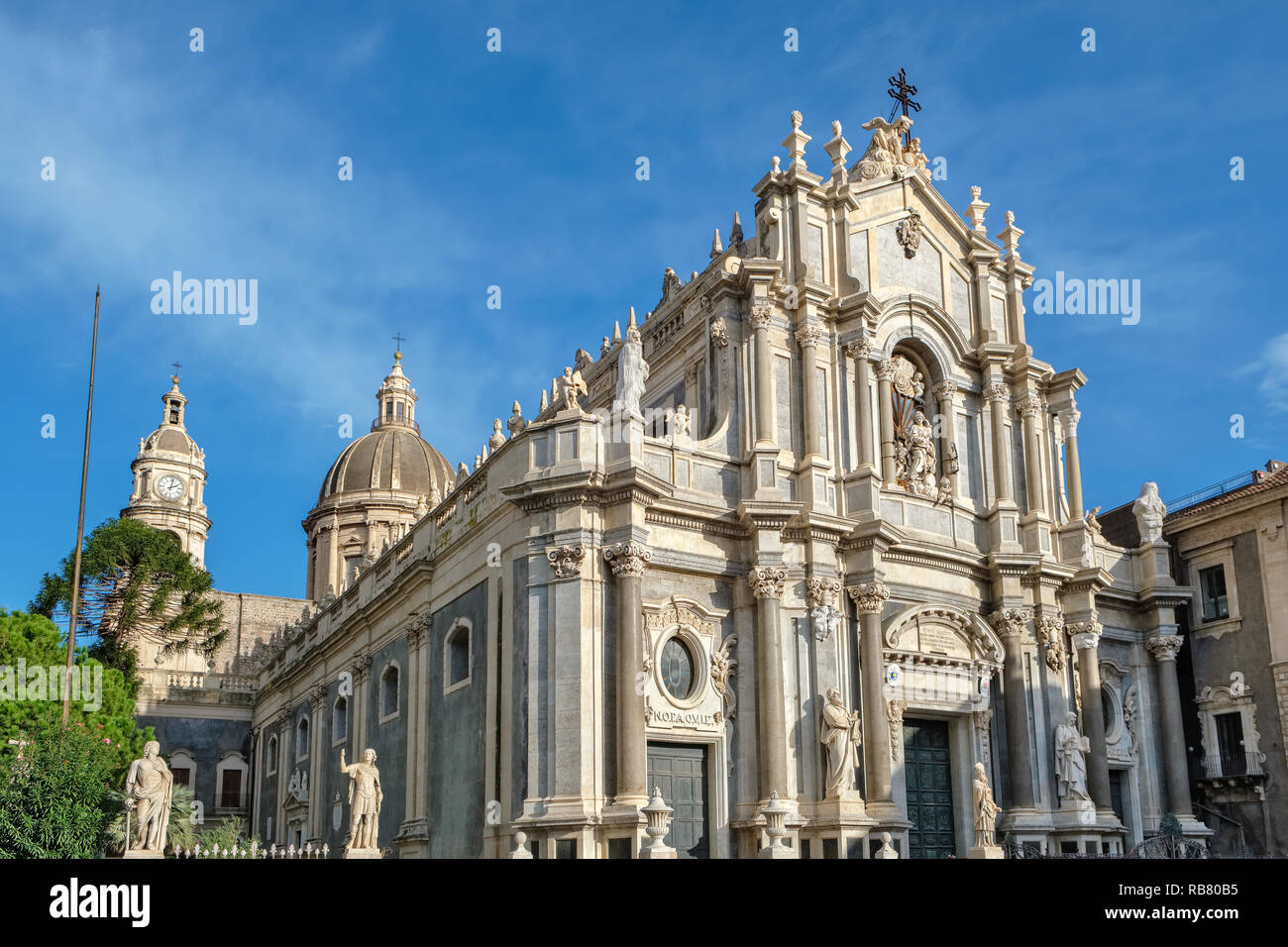 Baroque facade of the Cathedral (Duomo) of Saint Agatha. Catania ...