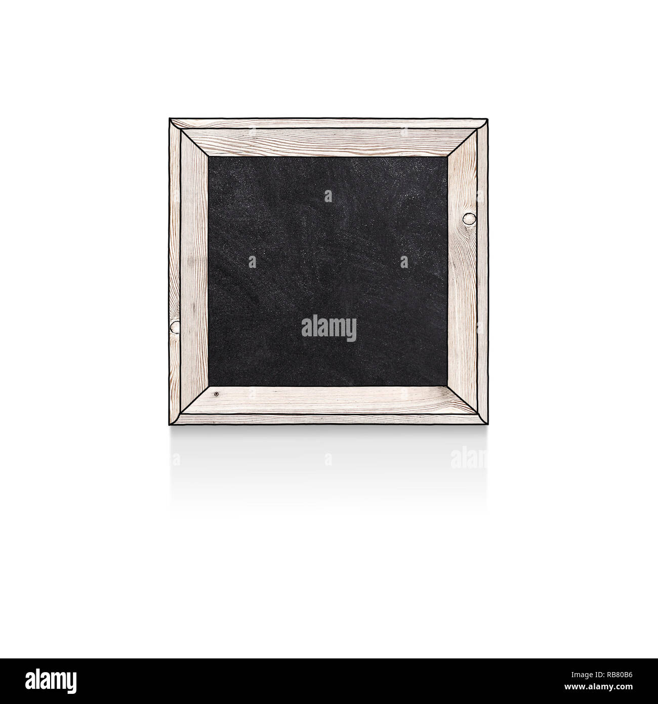 2d illustration of blank blackboard wooden square picture frame on ...