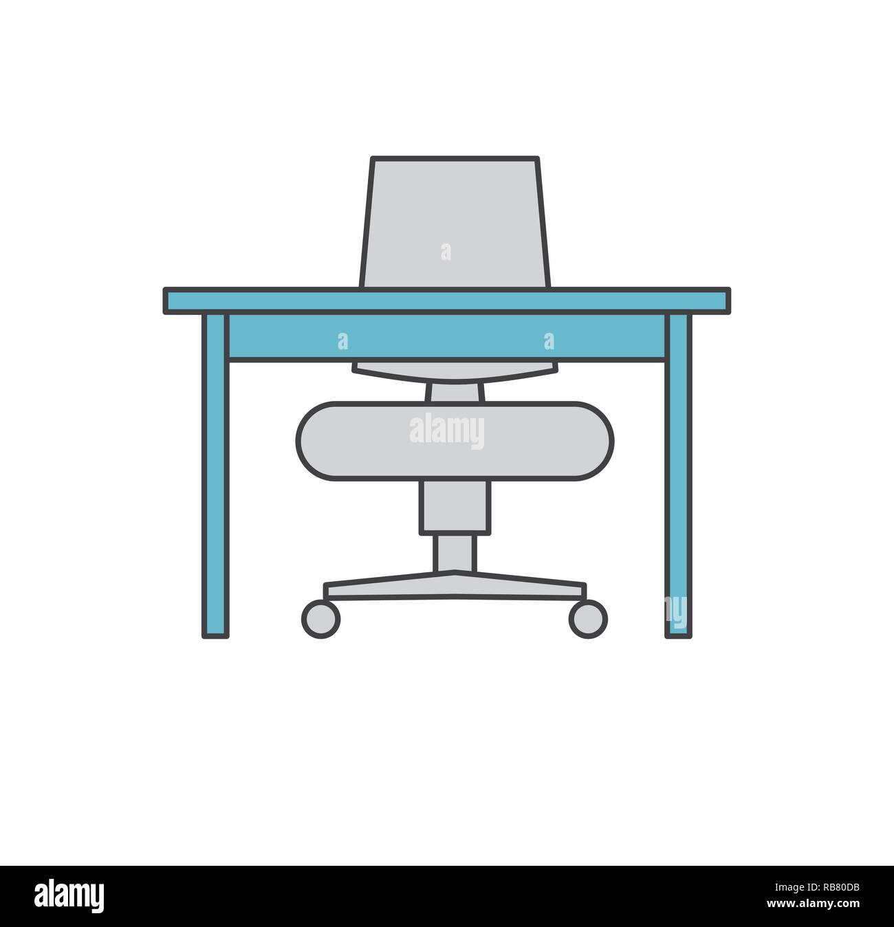 Office table icon grey and blue on white background for graphic and web ...