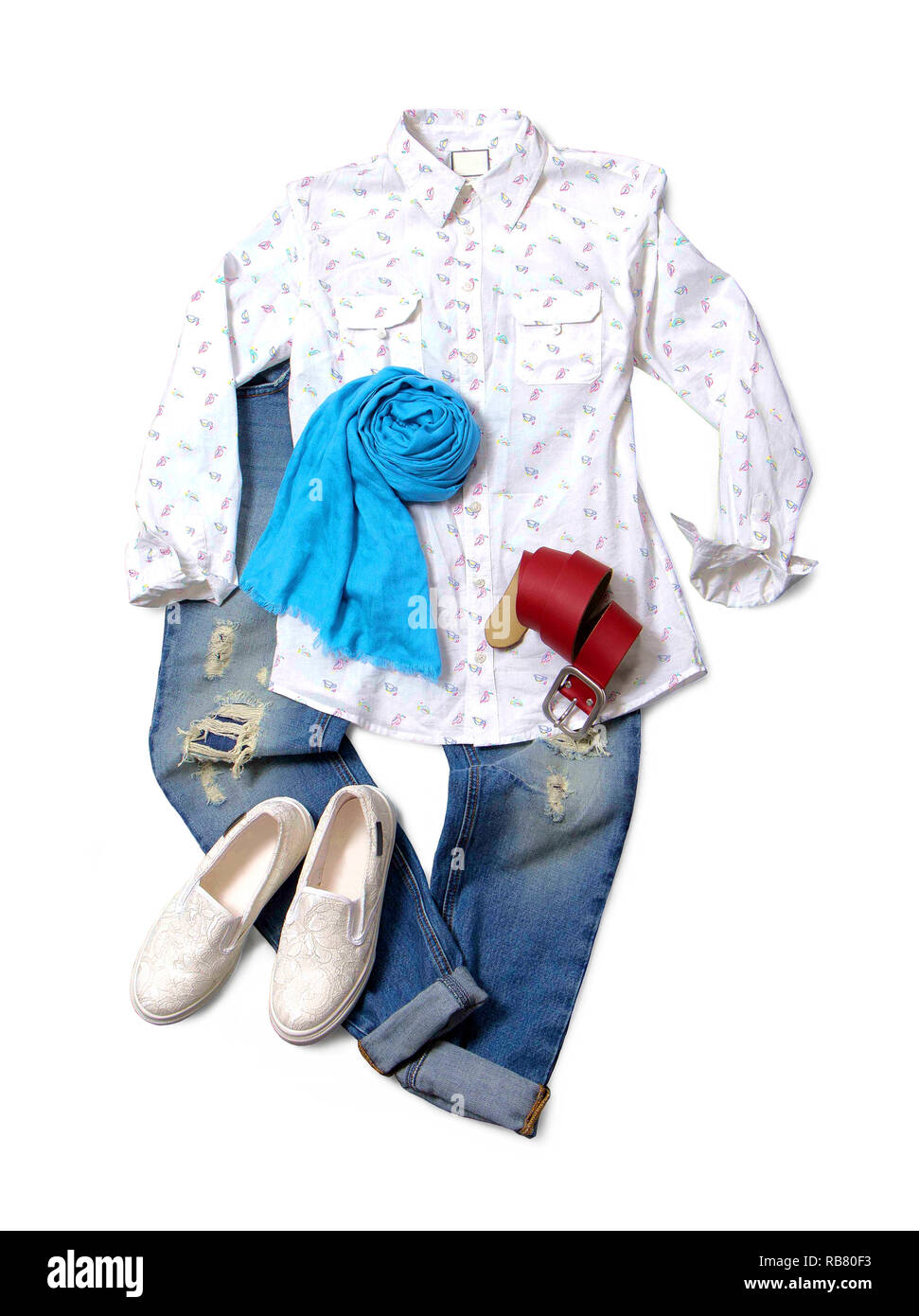 Women's clothing collection on white background Stock Photo - Alamy