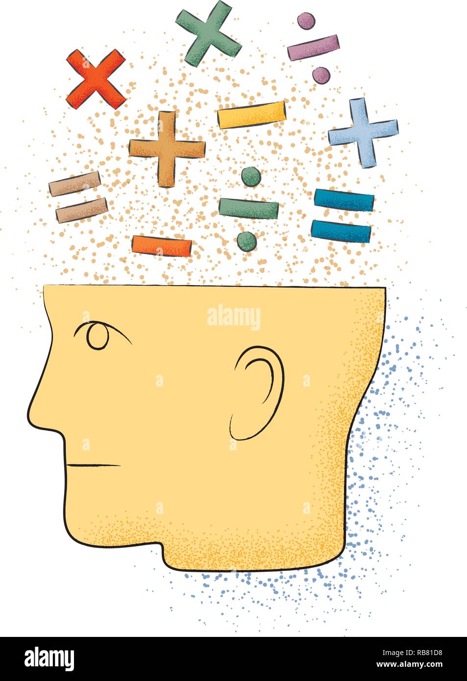 Symbolic drawing of a head and a mathematical thought Stock Vector ...