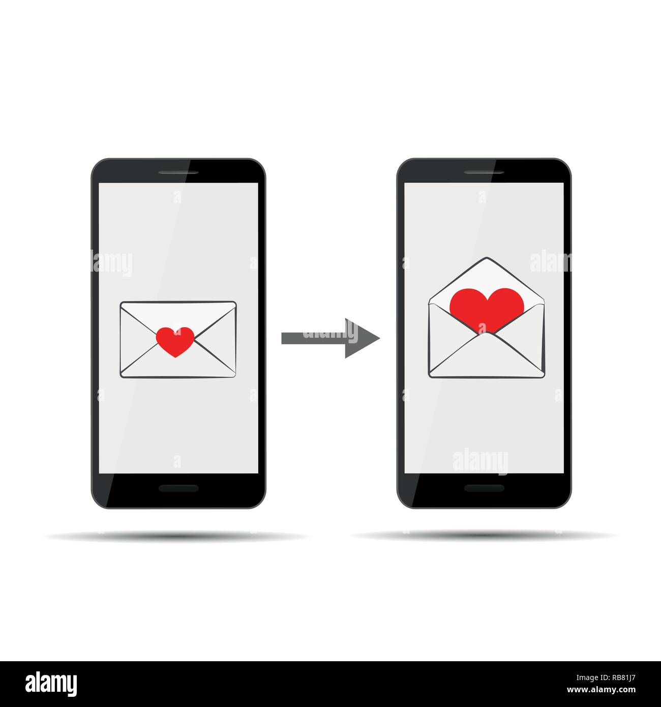 love message sending via smartphone vector illustration EPS10 Stock ...