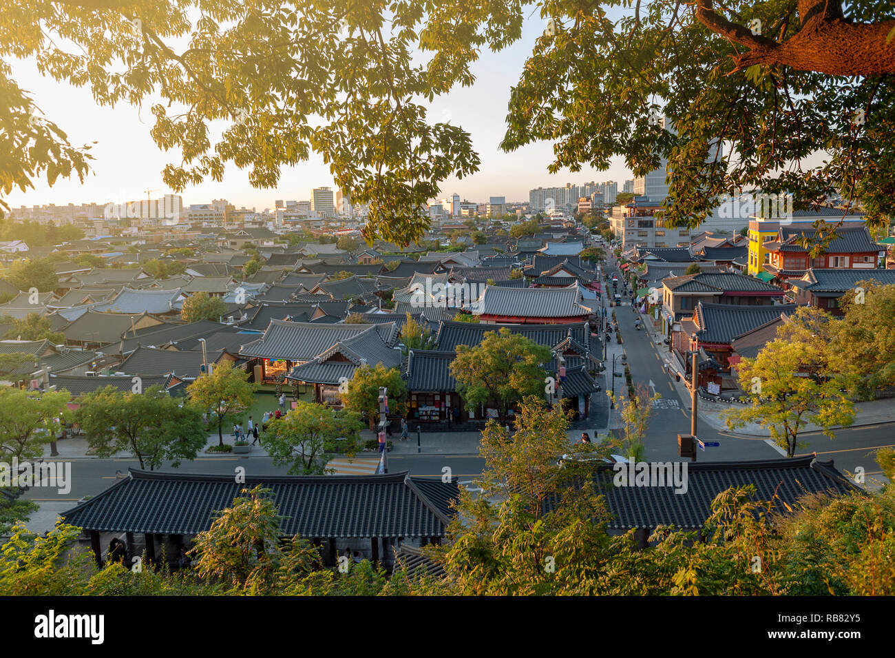 View of Jeonju Hanok Village, popular tourist attraction with Korean ...