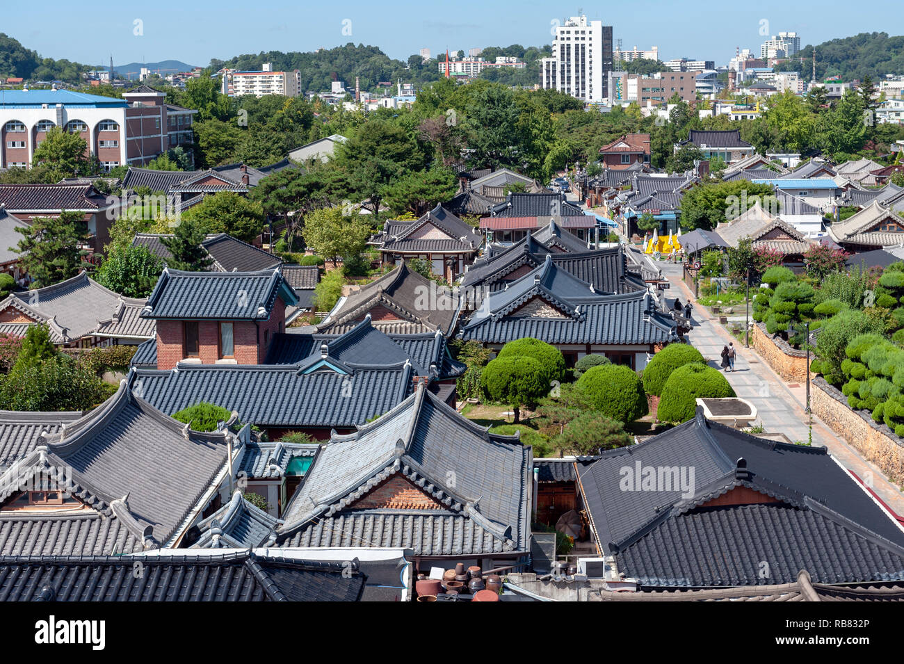 View of Jeonju Hanok Village, popular tourist attraction with Korean ...