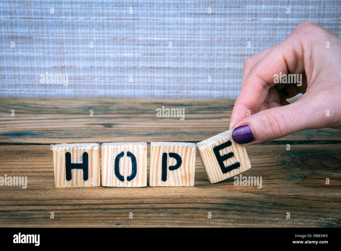 hope. Wooden letters on the office desk Stock Photo - Alamy